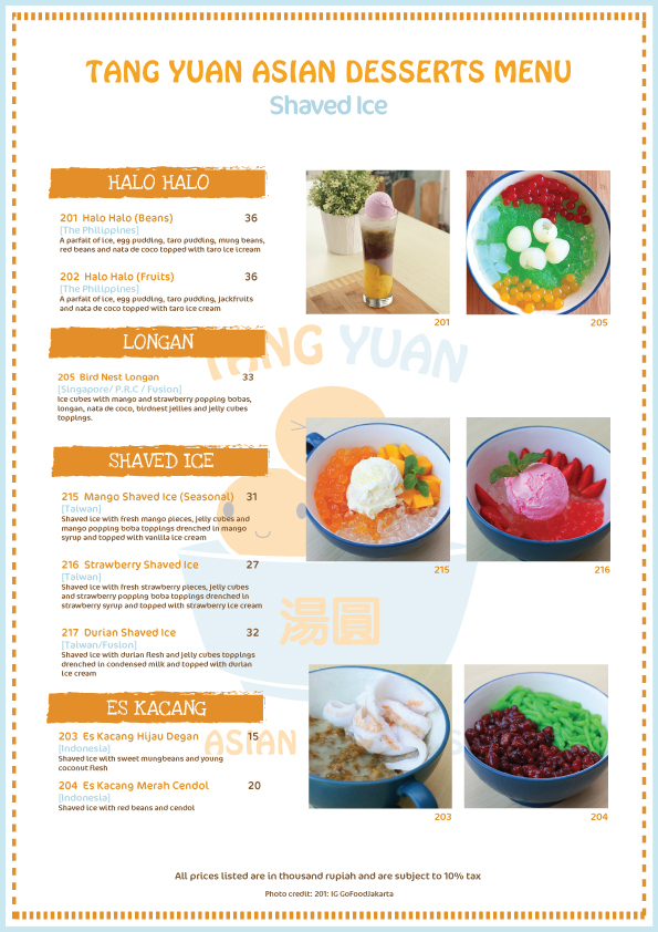 Menu – Tang Yuan Asian Desserts